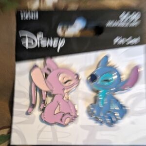 Disney | Jewelry | Disneys Stitch And Angel Two Piece Enamel Pin Set ...